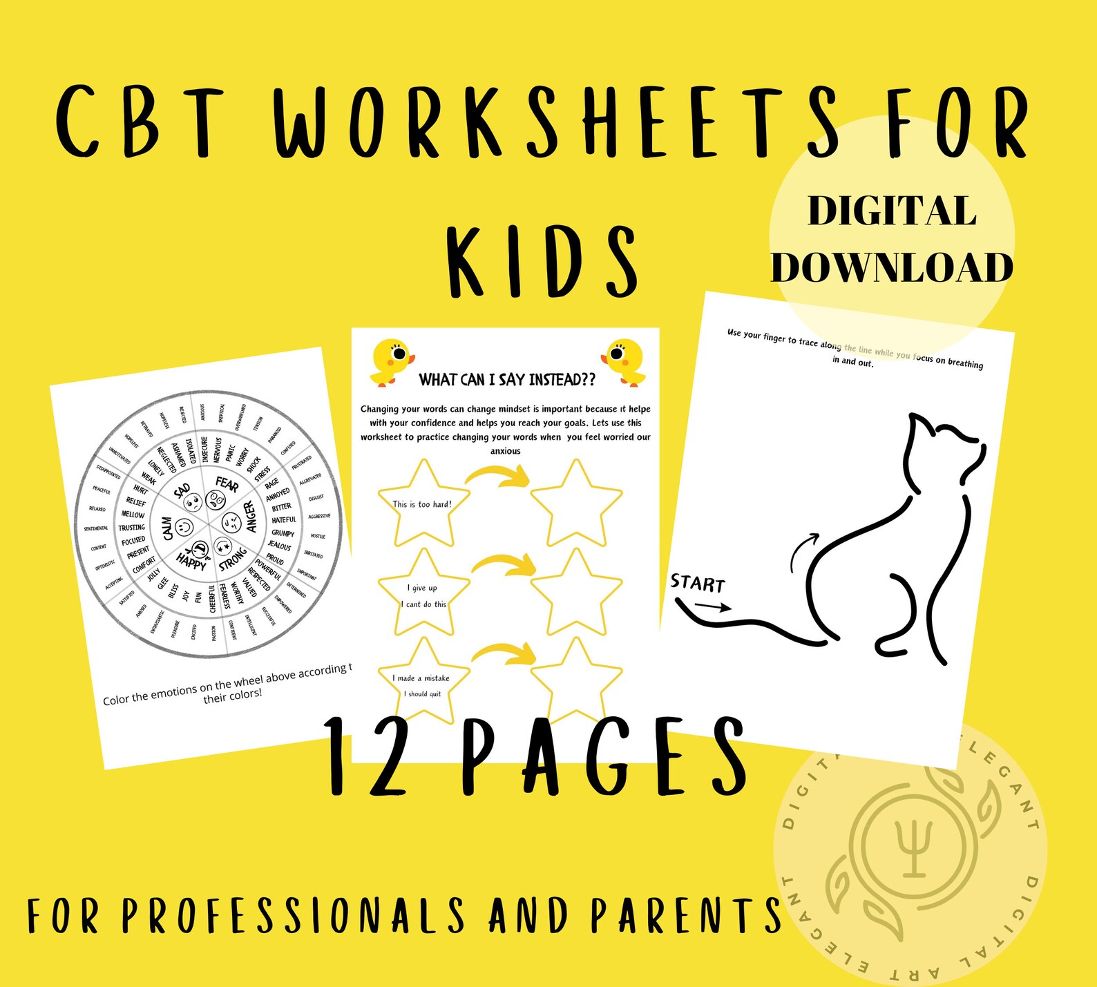 Cognitive Behavioral Therapy CBT Workbook Children Negative Thought ...