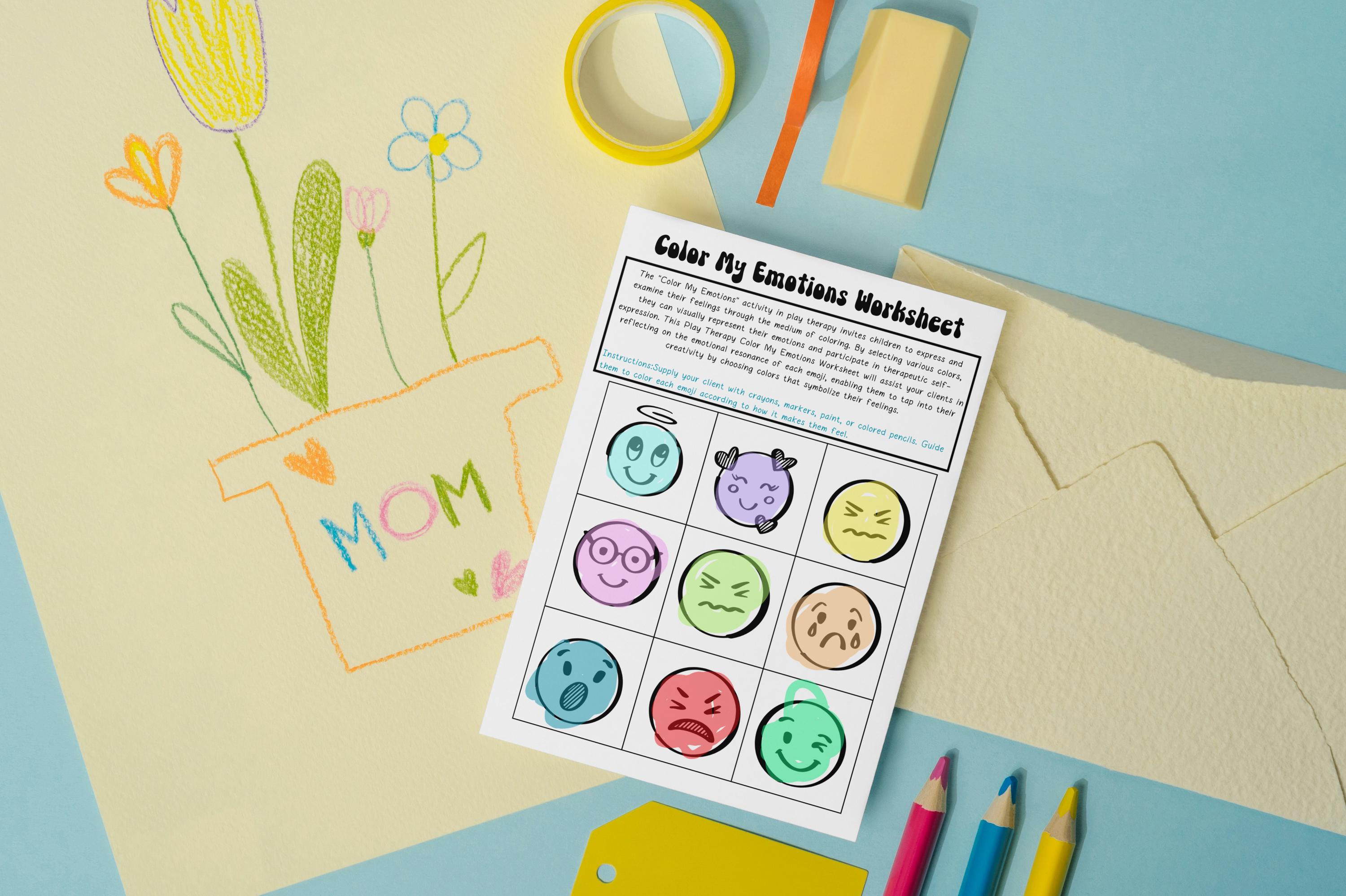 Color My Emotions Worksheet Play Therapy Activities Feelings Coloring ...