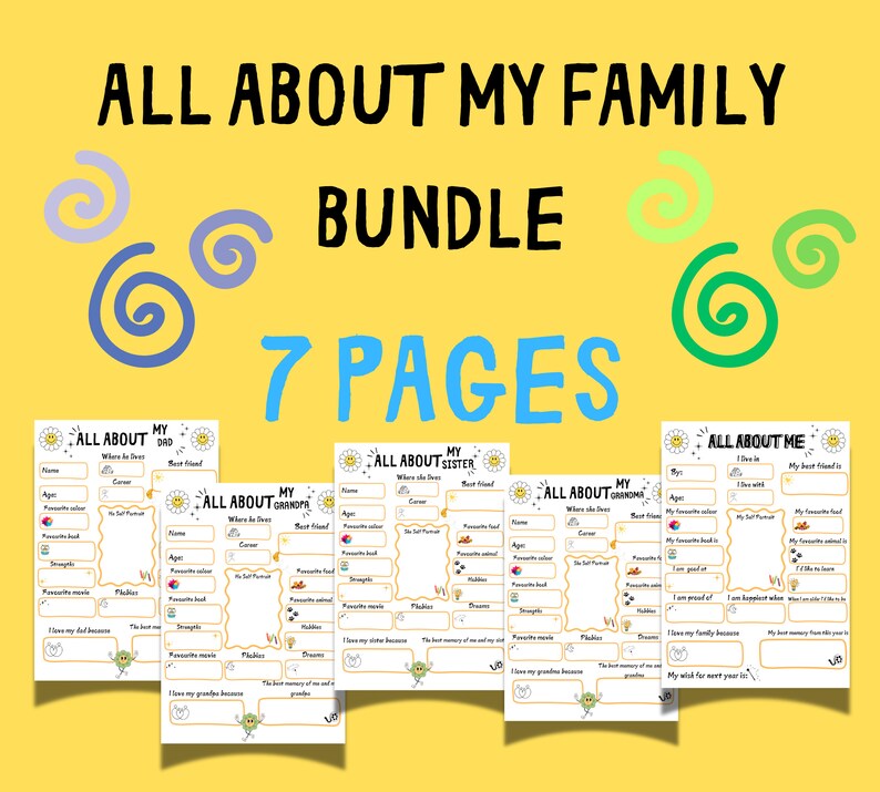 All About My Family All About Me Worksheet All About Me Bundle - Etsy