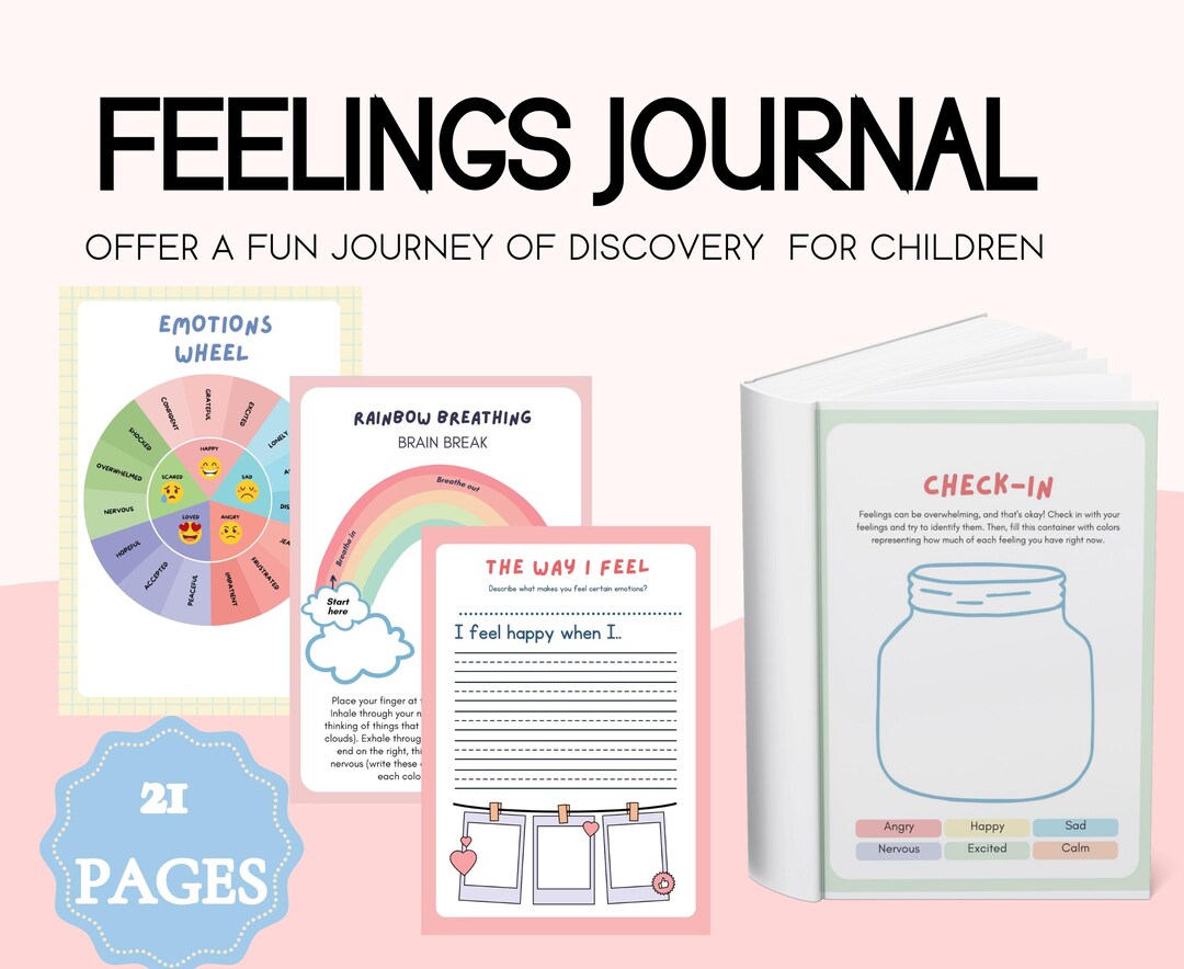 Feelings Workbook for Kids Including Emotional Wheel Feelings Chart ...