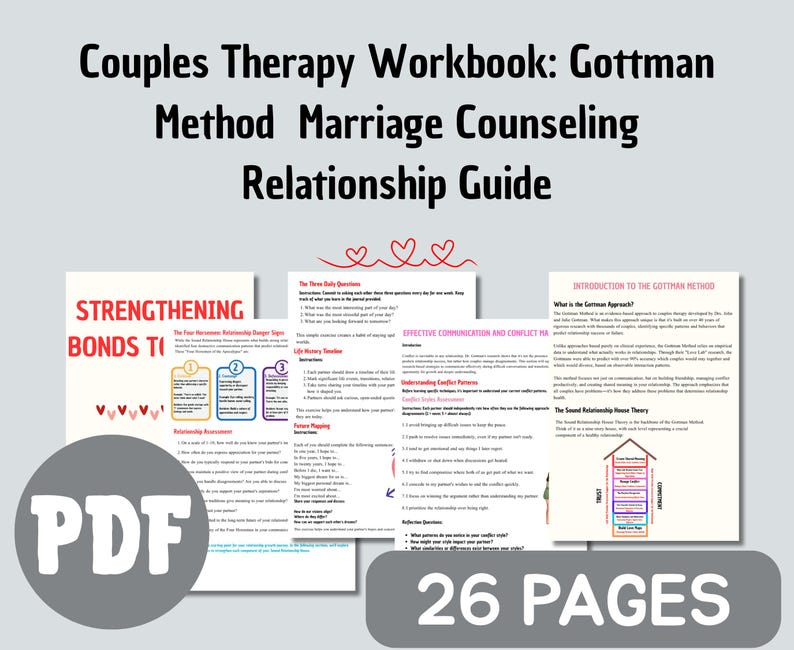 100 Couples Therapy Couples Therapy Bundle Workbook & Counseling Game ...