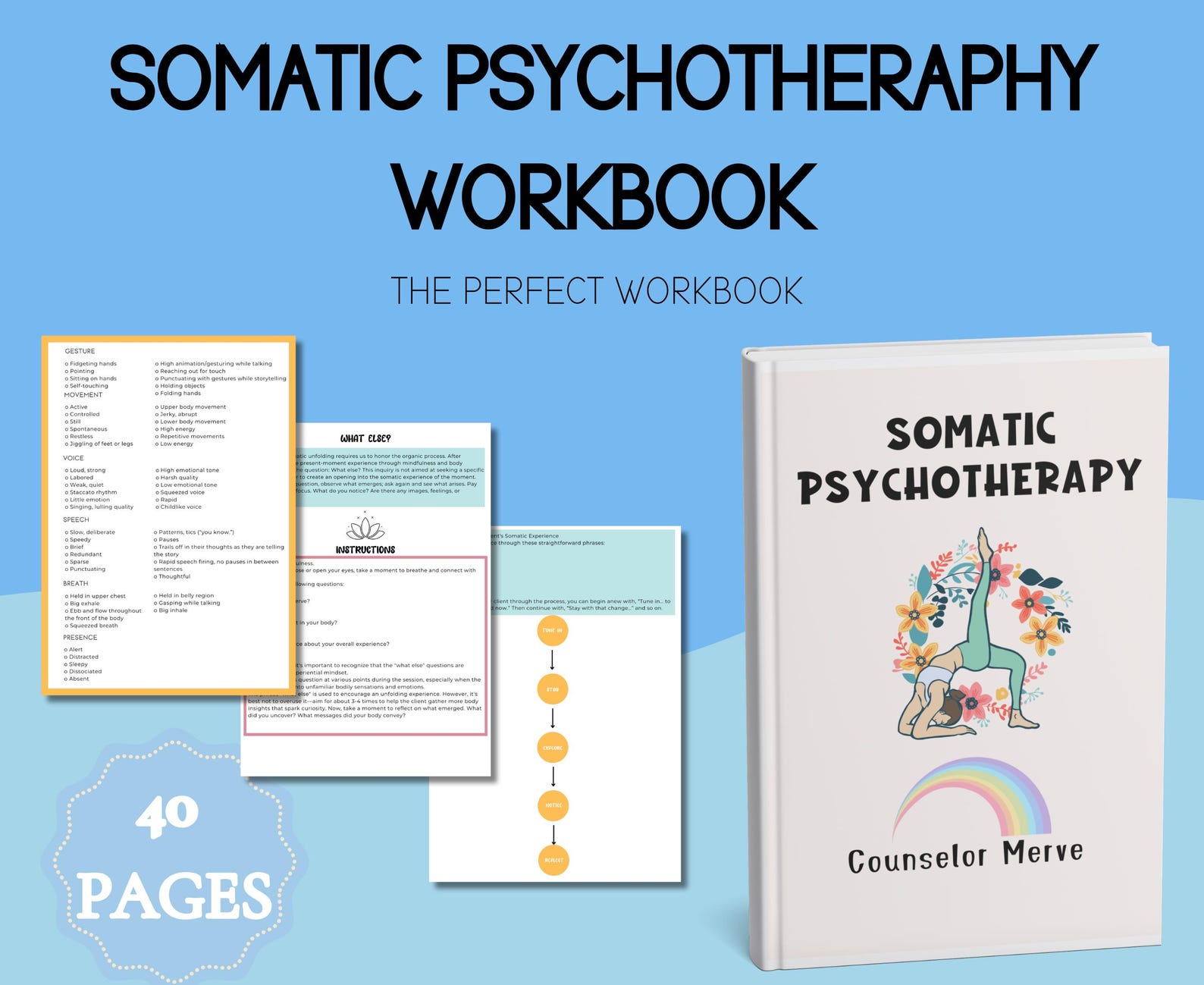 Somatic Therapy Workbook Printable, Getting to Know Your Body ...