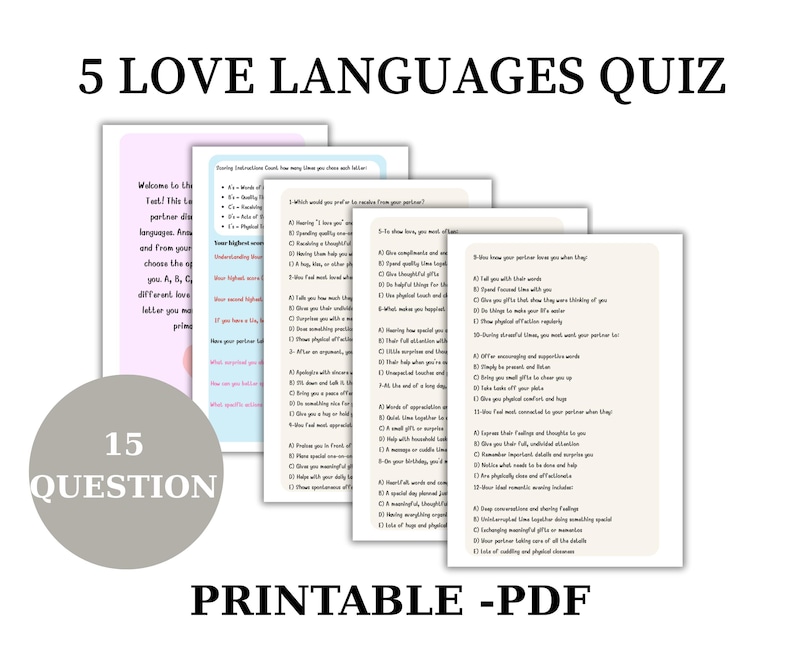 Love Languages Printable Guide 5 Love Languages Quiz Couples Therapy ...