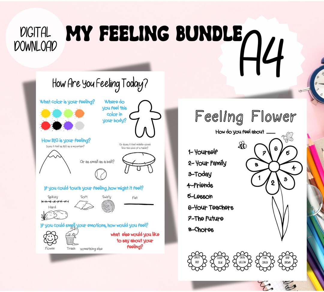 My Feelings Bundle Printable, Feeling Flower Worksheet for Kids, How ...