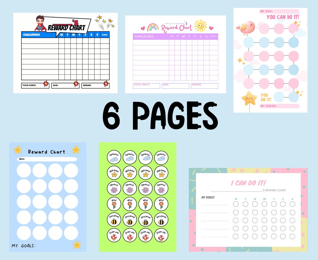 Kids Reward Chart Bundle | Printable Goal Tracker | Behavior Charts ...