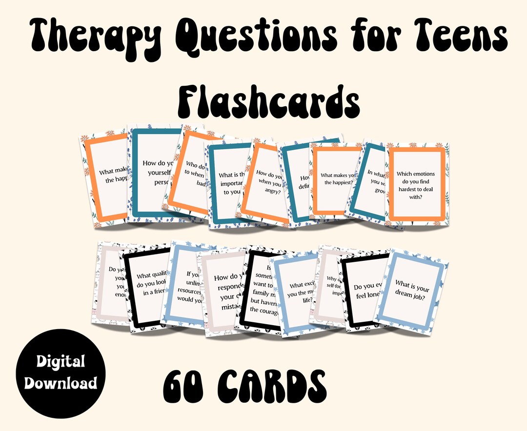 Question Cards Therapy for Teens, Conversation Starters, Counseling ...