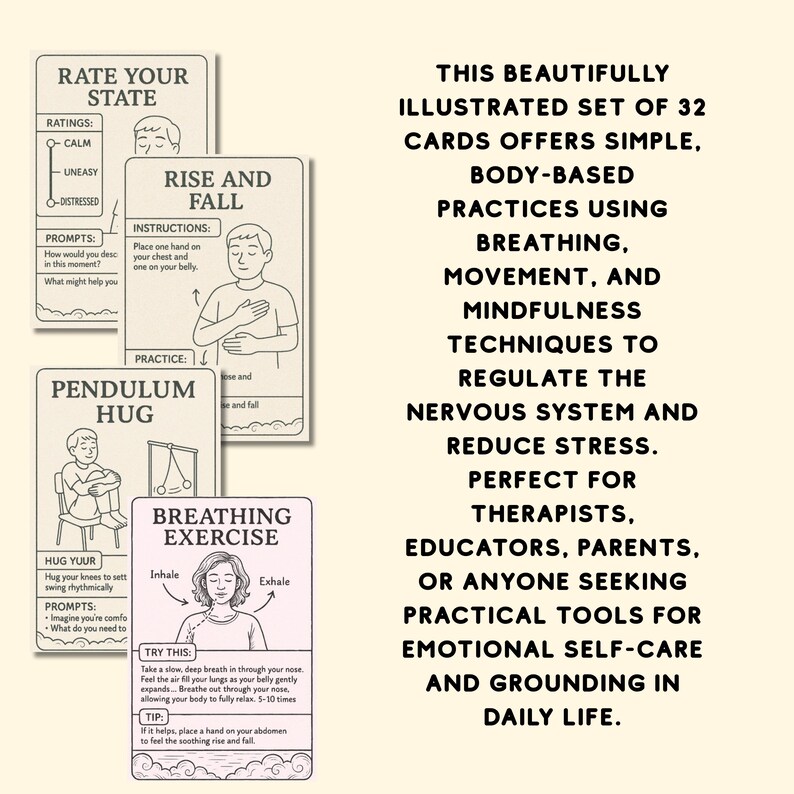 SOMATIC Psychotherapy Coping Skills Cards Somatic Exercises for Nervous ...