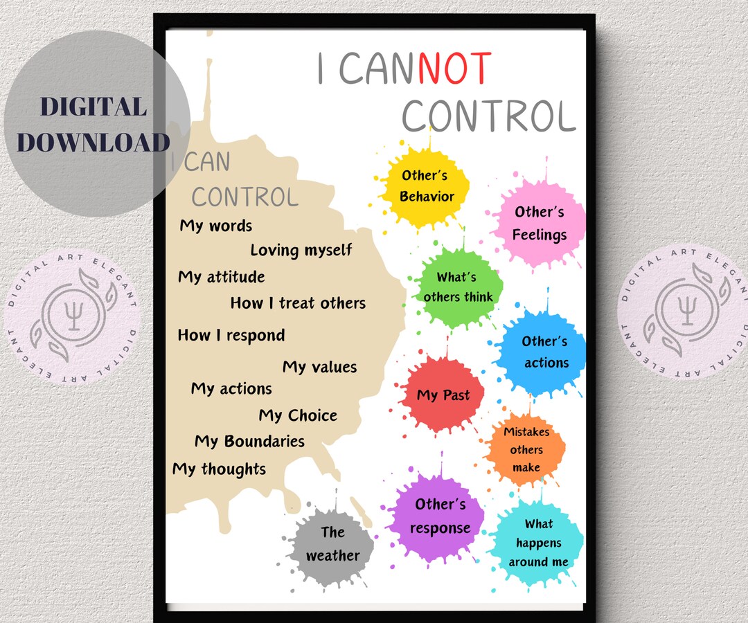 What I Can and Cannot Control Poster, Therapy Office Decor, Calming ...
