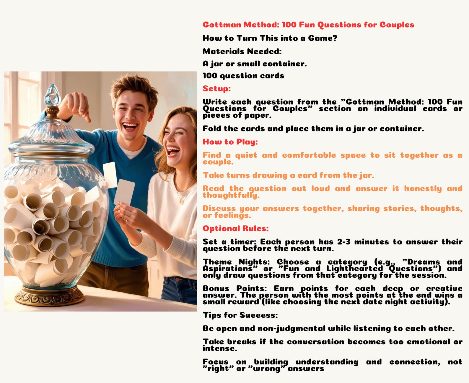 GOTTMAN 100 Couples Therapy Card Counseling Healthy Relationships ...