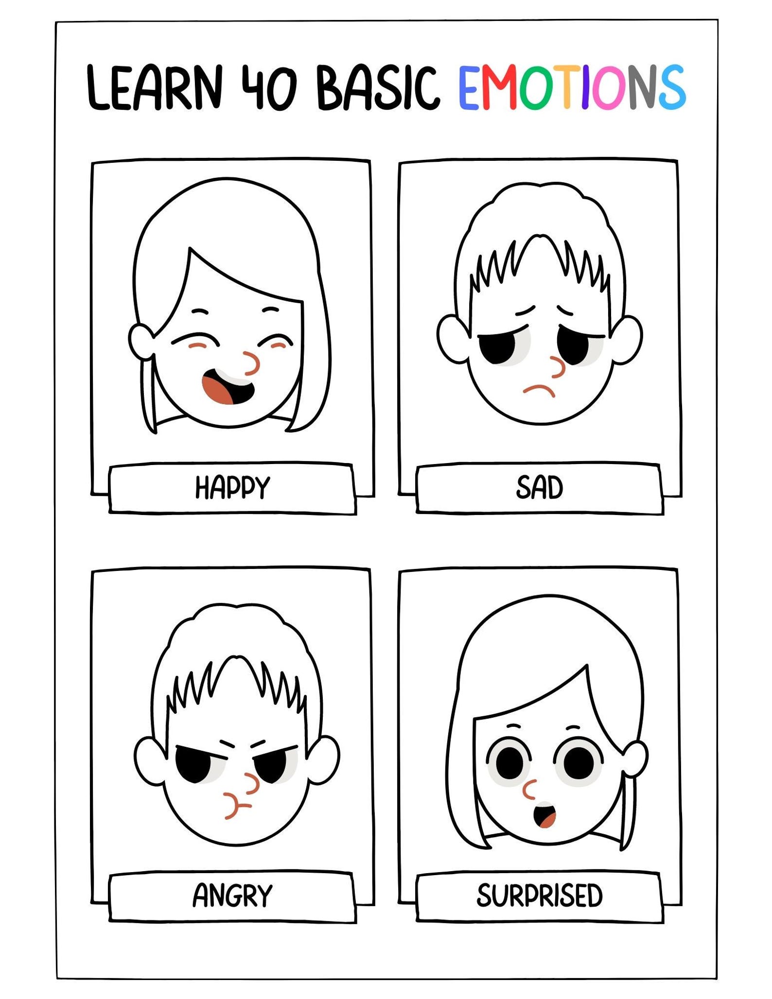 Emotions Coloring Workbook for Kids Including Learn Feelings for ...