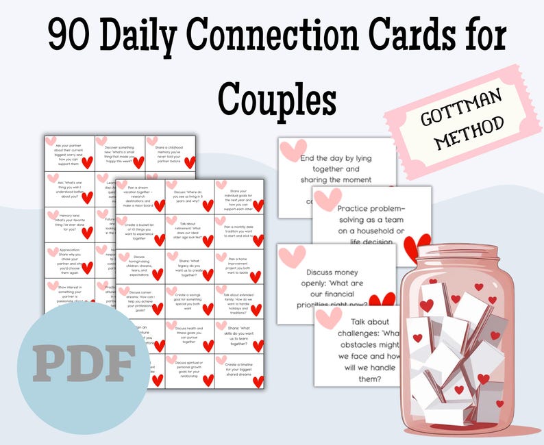 90 Daily Connection Cards for Couples Gottman Inspired Relationship ...