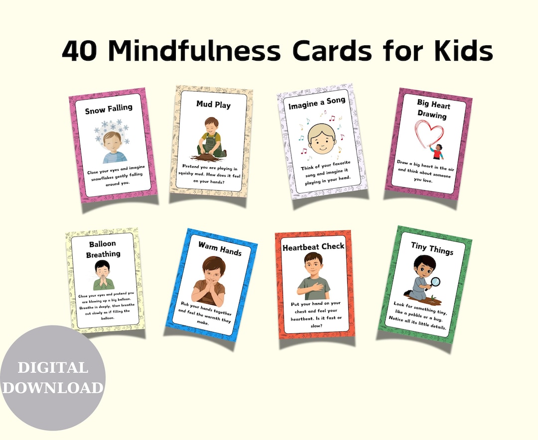 40 Mindfulness Activity Cards for Kids Printable Cards Social Emotional ...