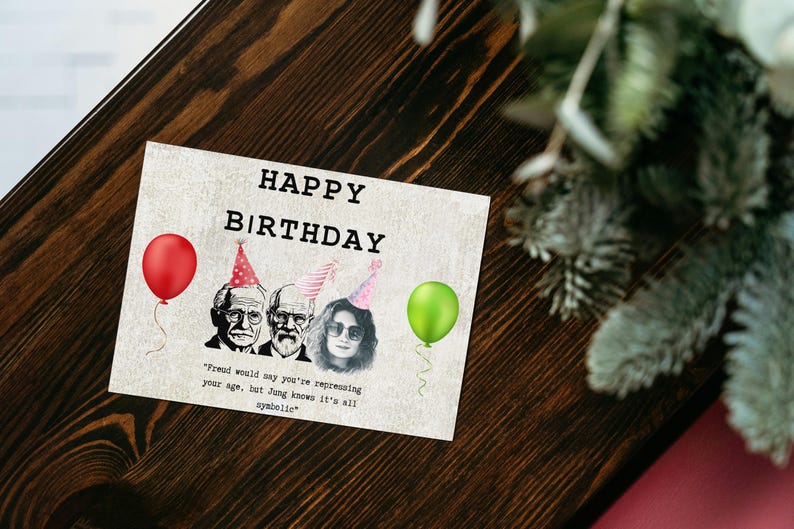 Funny Freud Jung Birthday Card, Custom Card, Psychologist Gifts ...