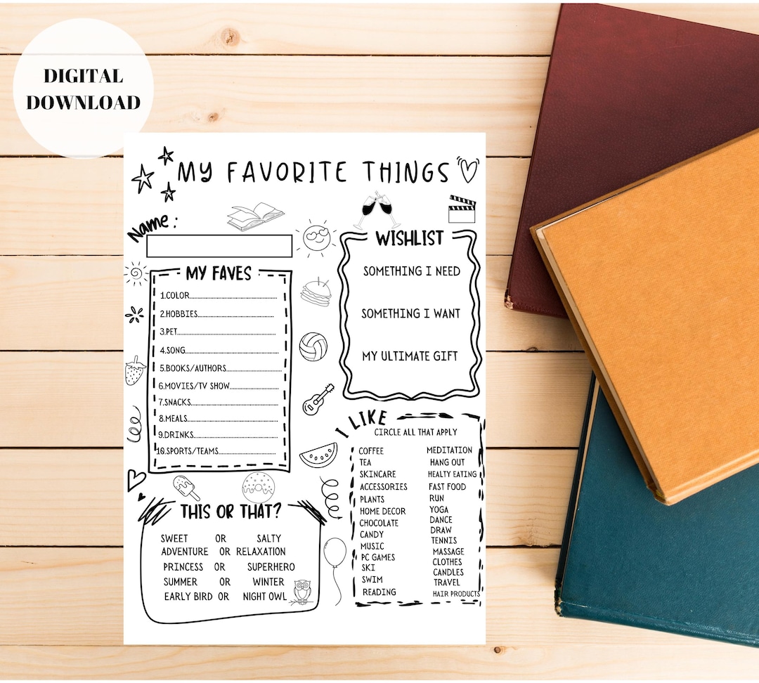 My Favorite Things Survey Questionnaire | Employee Favorites | All ...