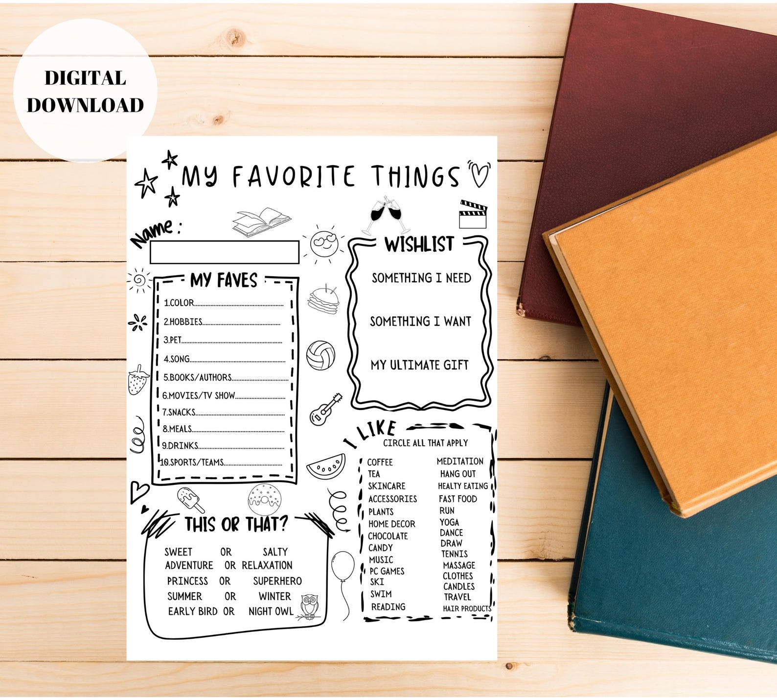 My Favorite Things Survey Questionnaire | Employee Favorites | All ...