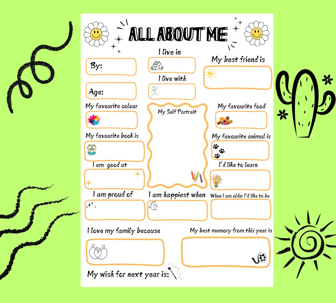 All About My Family All About Me Worksheet All About Me Bundle - Etsy