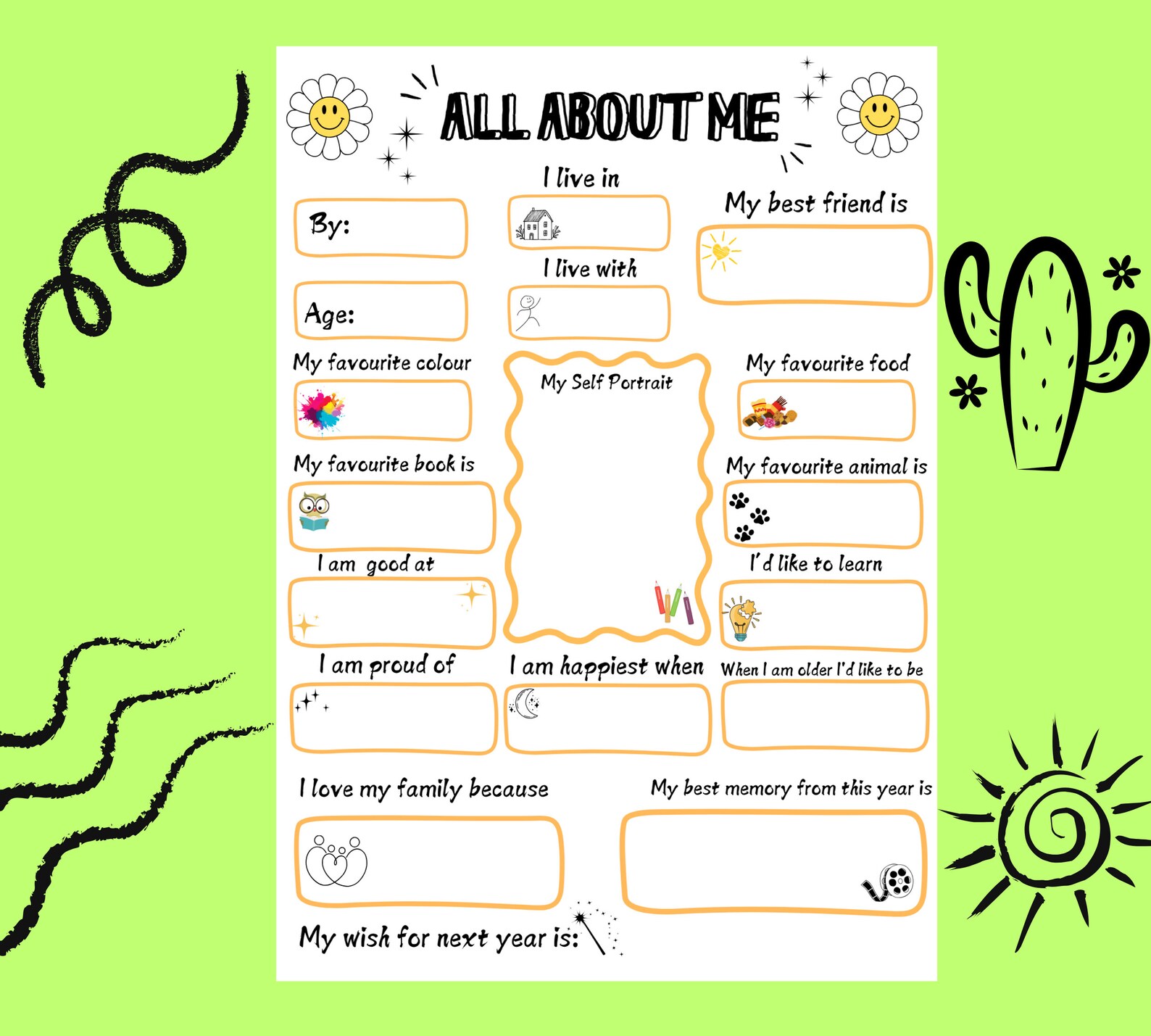 All About My Family All About Me Worksheet All About Me Bundle - Etsy
