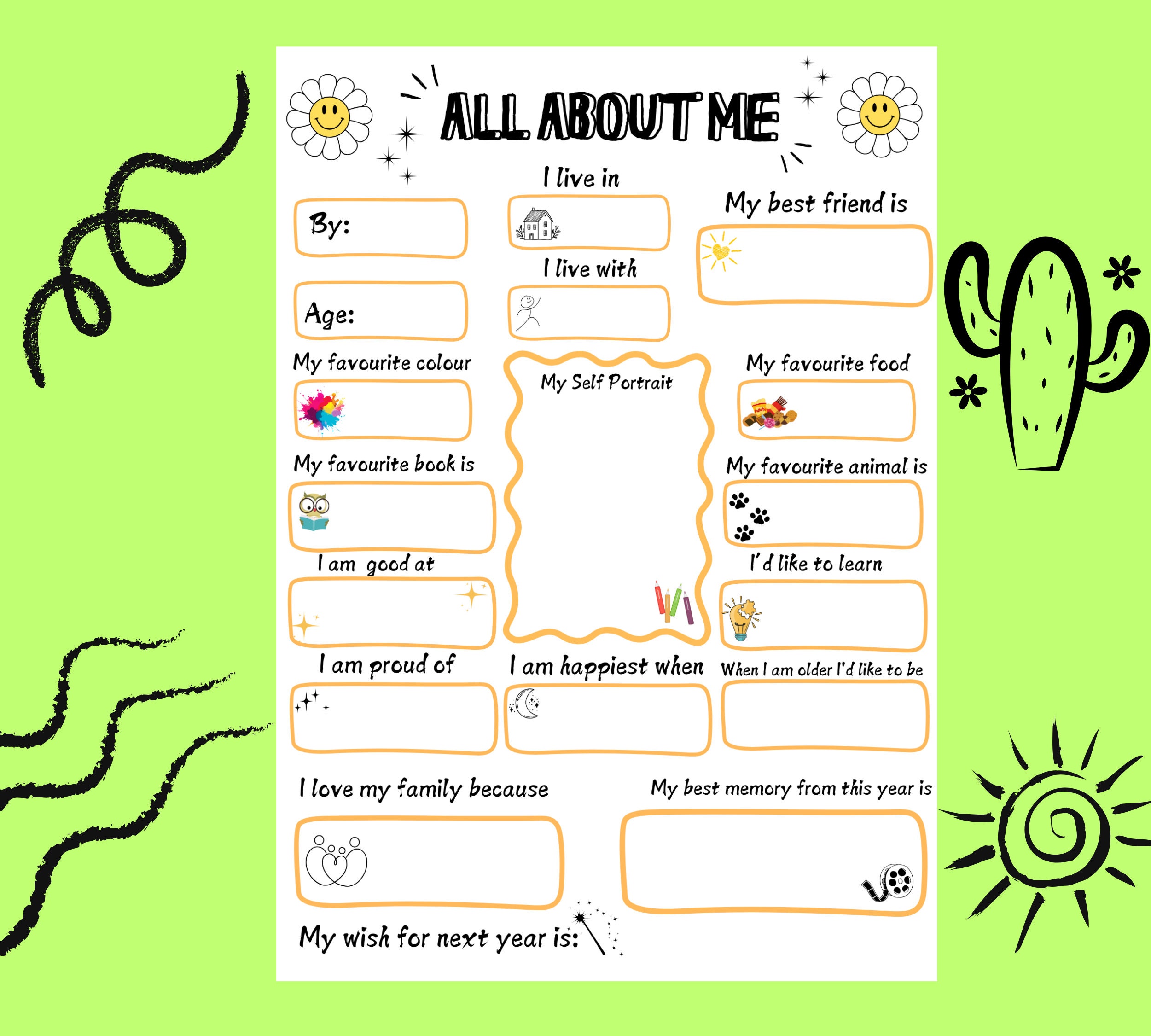 All About My Family All About Me Worksheet All About Me Bundle - Etsy