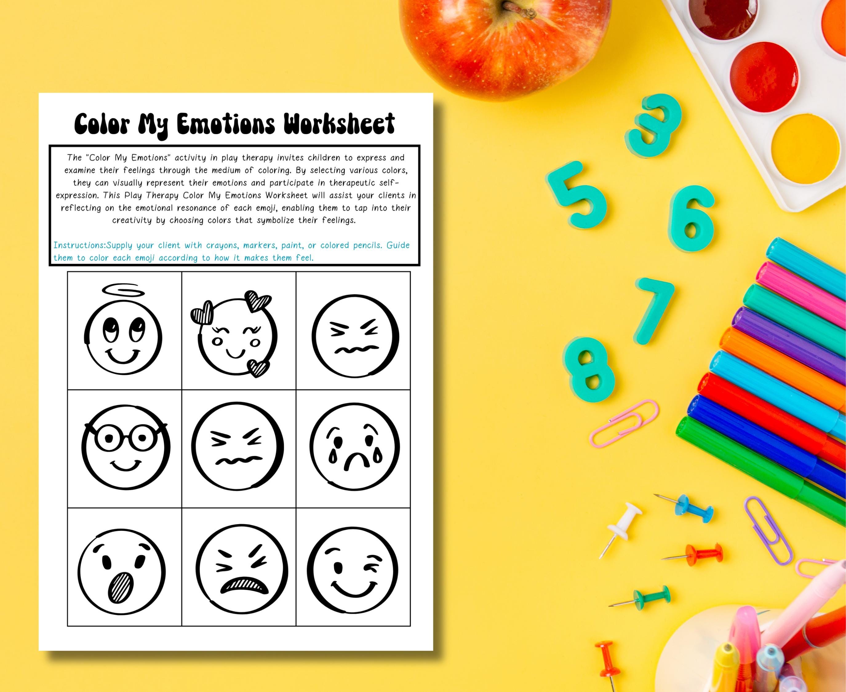 Color My Emotions Worksheet Play Therapy Activities Feelings Coloring ...