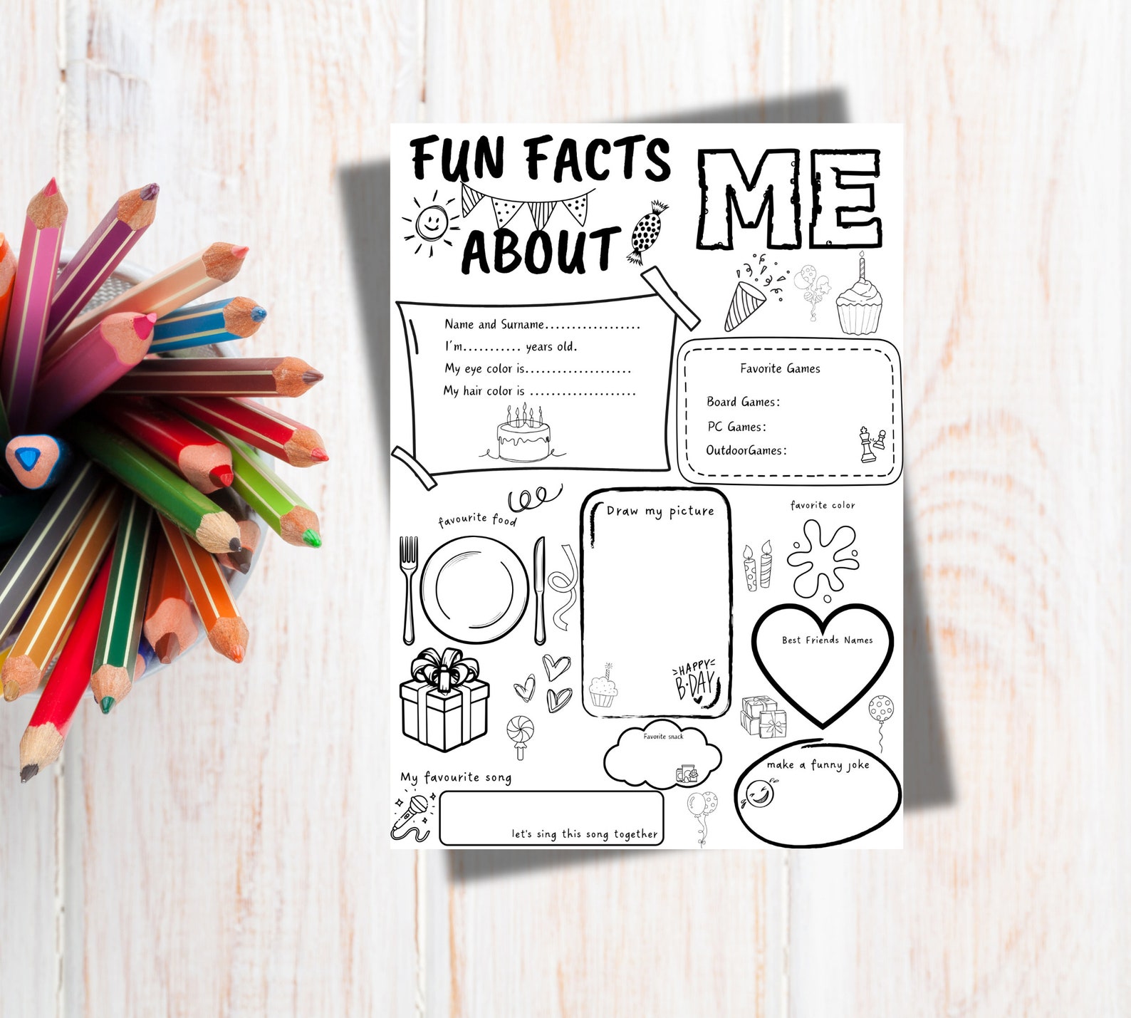 Fun Fact All About Me Survey Printable,getting to Know You, Coworker ...