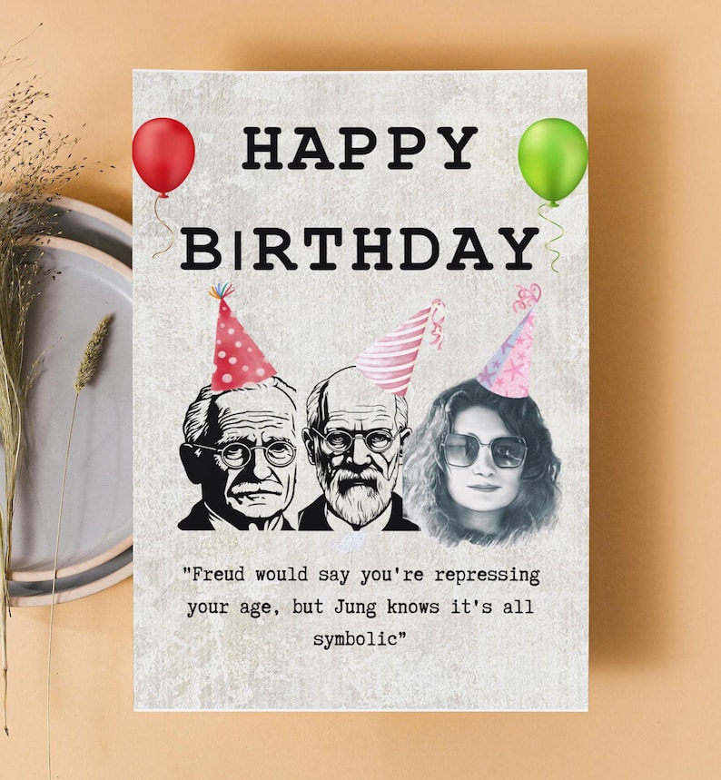 Funny Freud Jung Birthday Card, Custom Card, Psychologist Gifts ...