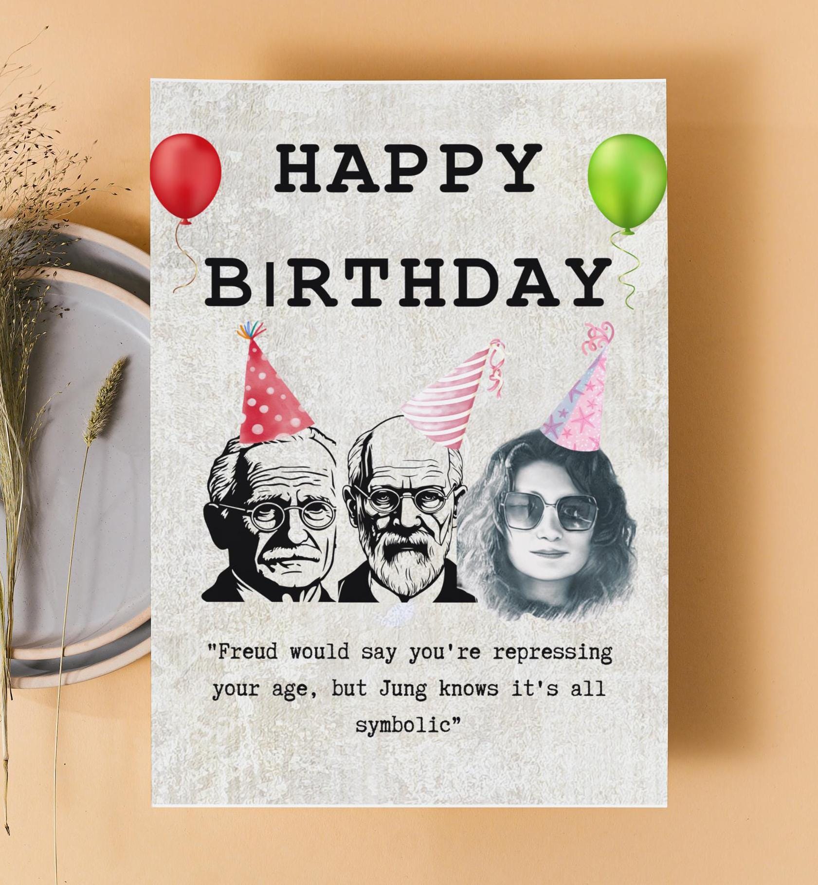 Funny Freud Jung Birthday Card, Custom Card, Psychologist Gifts ...