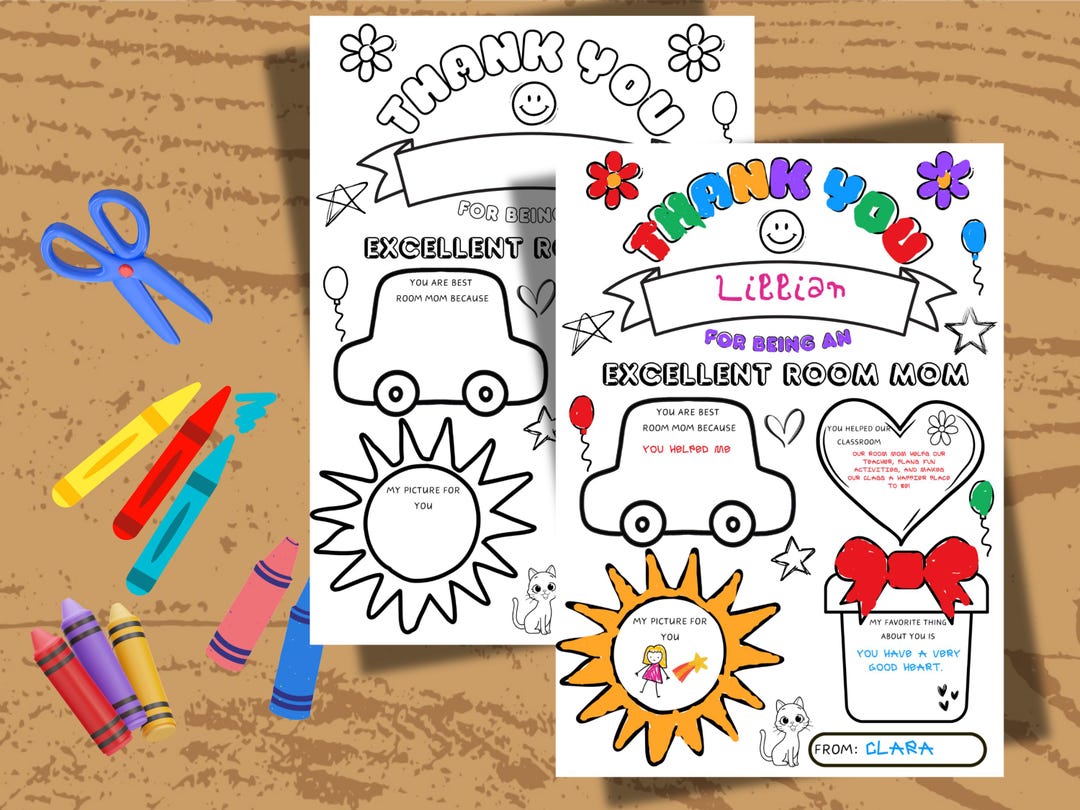 Room Mom Worksheet, Printable Teacher Appreciation Week Gift Thank You ...