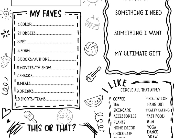 My Favorite Things Survey Questionnaire | Employee Favorites | All ...