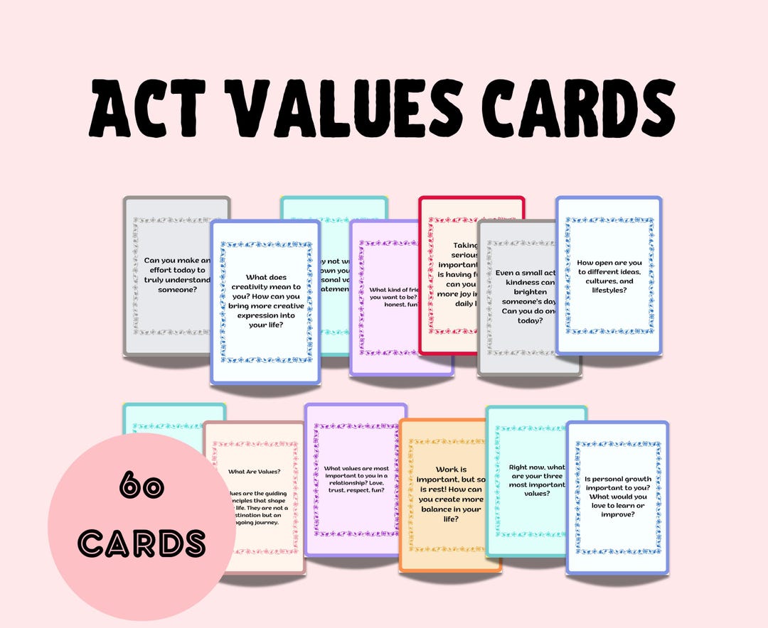 Value Cards Printable ACT Therapy Value Cards Counseling School ...