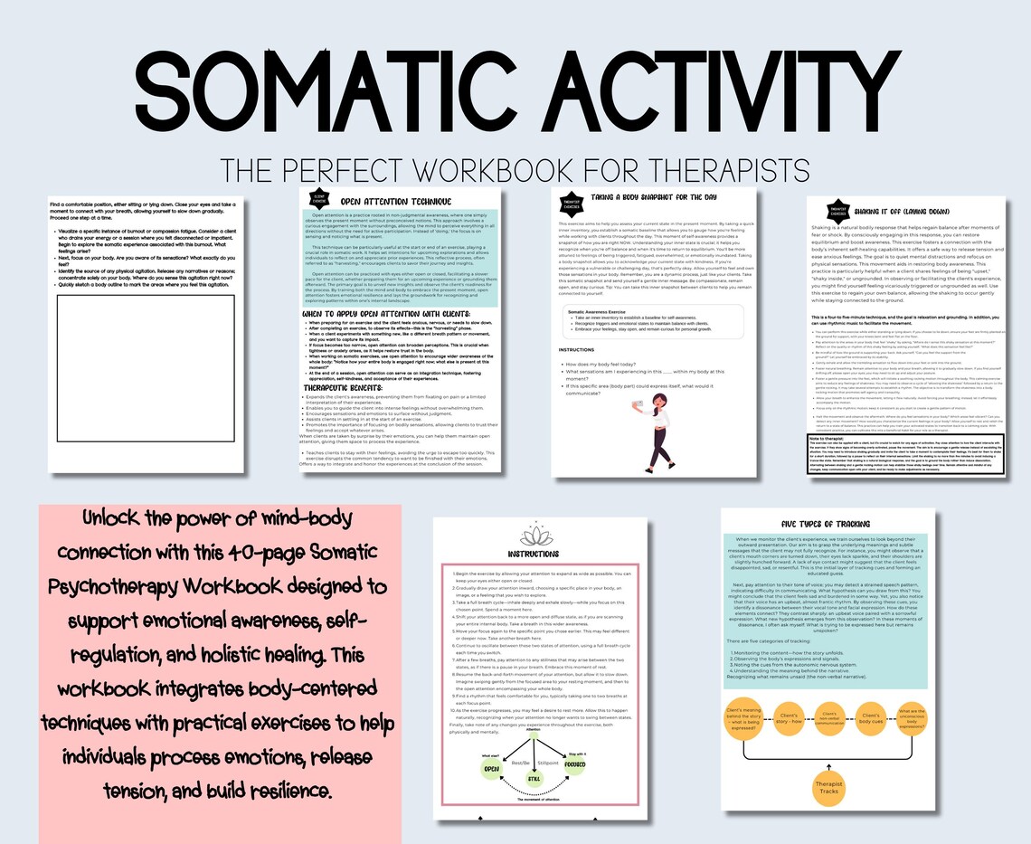 Somatic Therapy Workbook Printable, Getting to Know Your Body ...