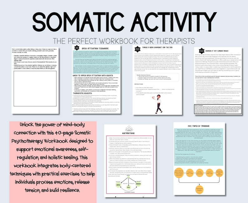 Somatic Therapy Workbook Printable, Getting to Know Your Body ...