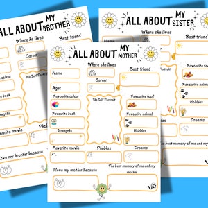 All About My Family All About Me Worksheet All About Me Bundle - Etsy