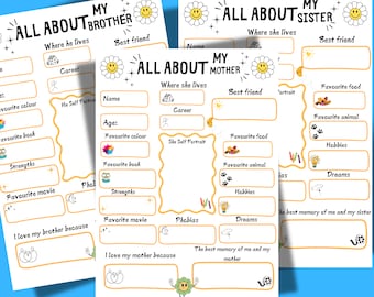 All About My Family All About Me Worksheet All About Me Bundle - Etsy