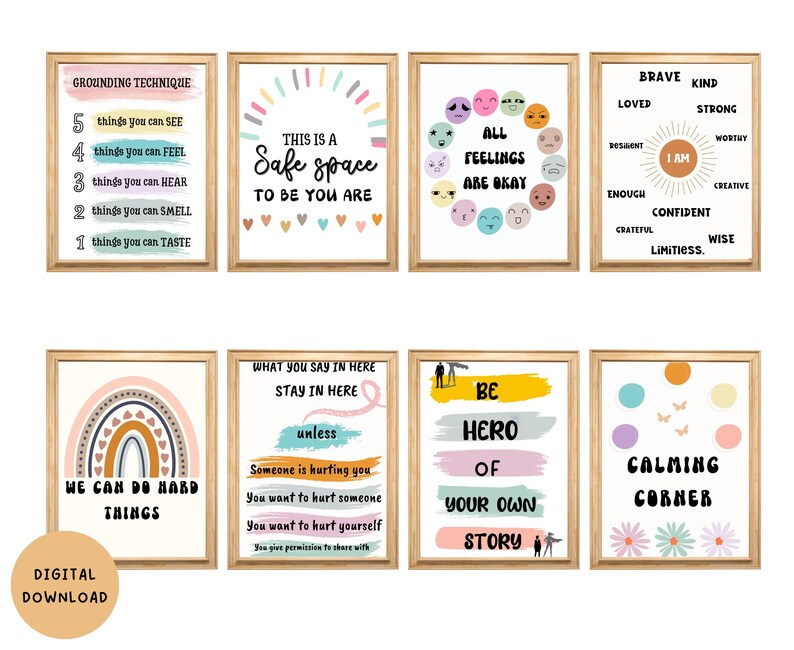 Set of 10 Counseling Posters Office Decor School Psychologist Wall Art ...