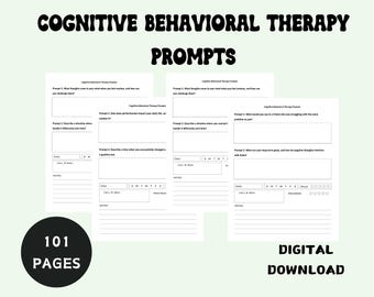 CBT Journal Prompts Daily Mental Health Worksheet Therapy Homework PDF ...