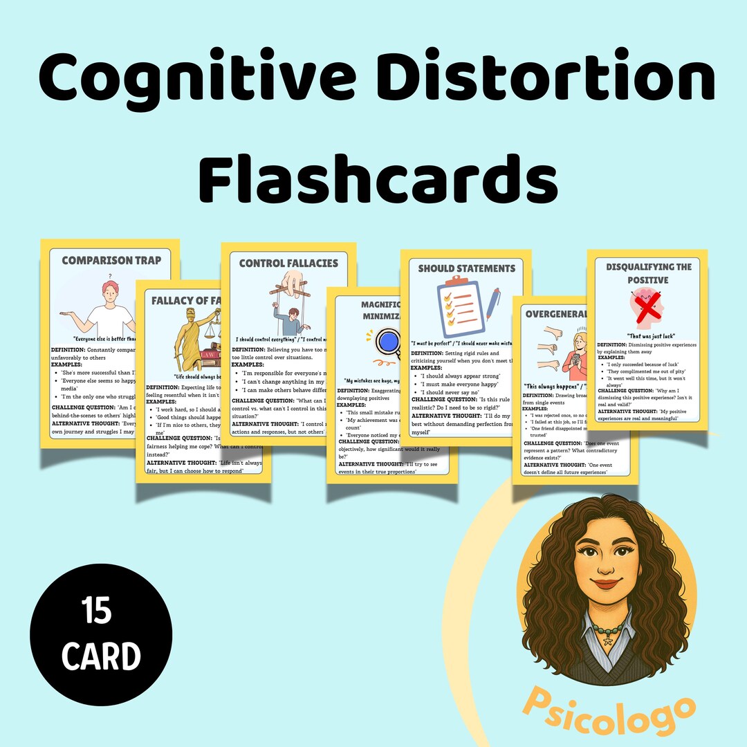 Cognitive Distortions Flash Cards Thinking Error Coaching Tools ...