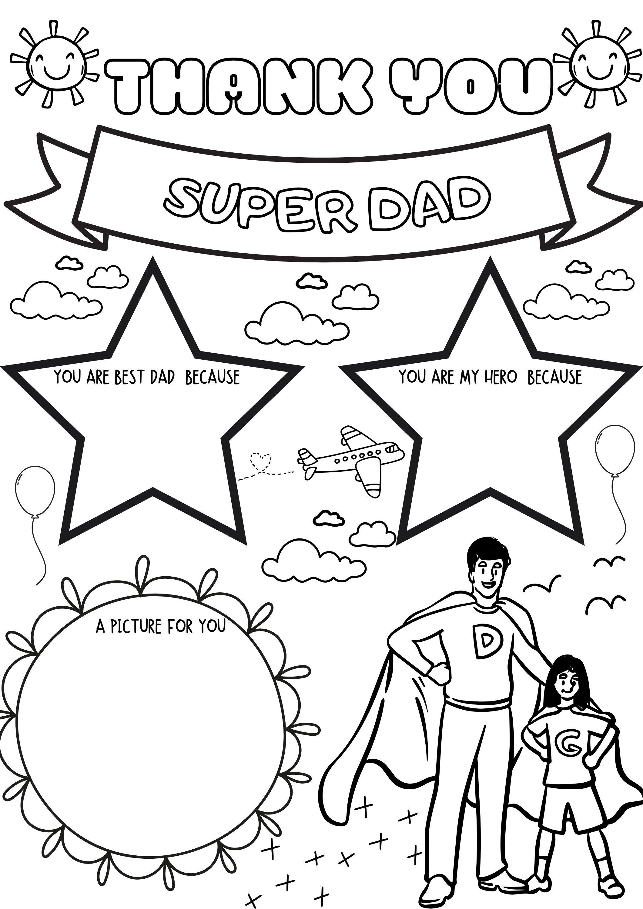 Father Appreciation Worksheet - Printable Father Days Gift Thank You ...