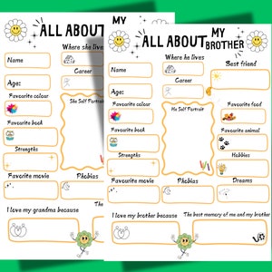 All About My Family All About Me Worksheet All About Me Bundle - Etsy