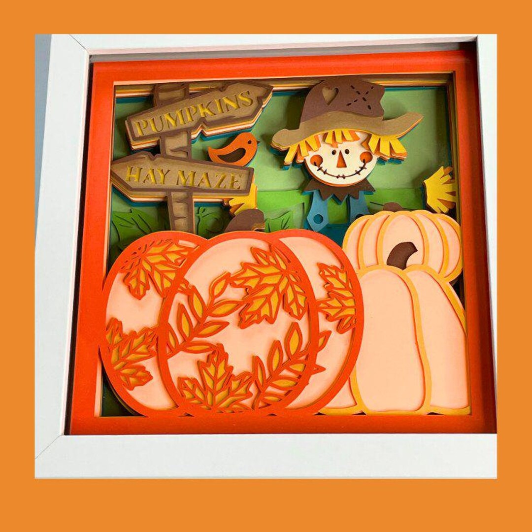 3D Shadow Box Sunflowers and Pumpkins - Autumn Magic - Etsy