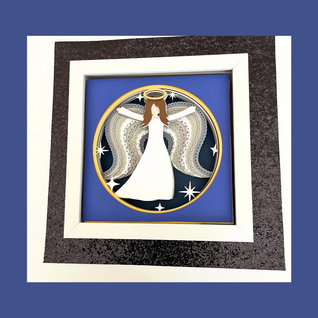 3D Shadow Box Art, Layered Cardstock Art, Heavenly Angel - Etsy