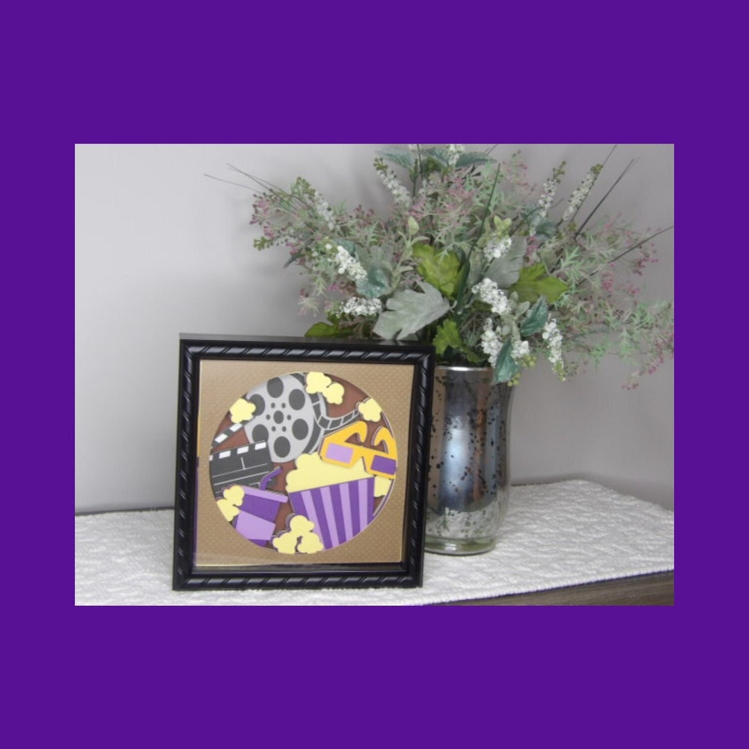 3D Shadow Box Art, Layered Cardstock Art, Movie Theater Night at Home ...