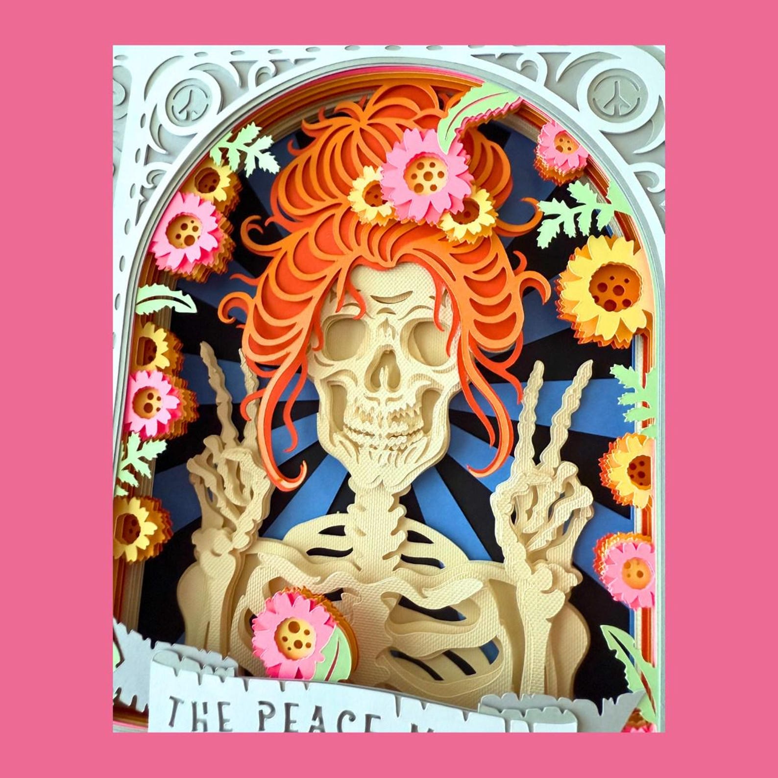 3D Shadow Box Art, Hippie Peace Maker - Etsy