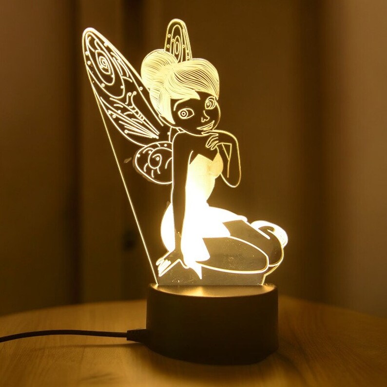 Princess Cartoon Figure 3D LED Lamp, Nightlight, Degradtinkerbell ...