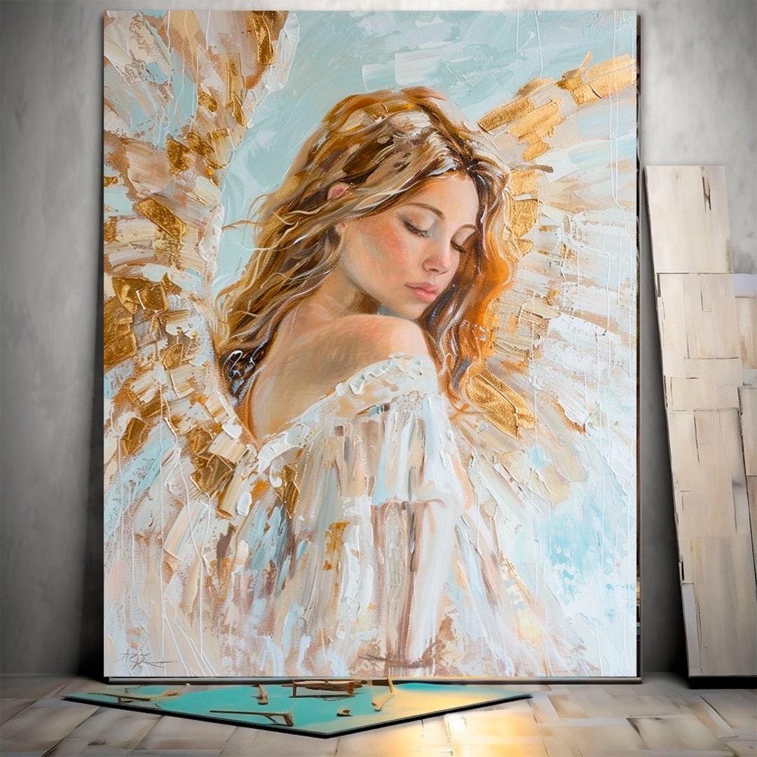 Angel Canvas Print, Angel Music in Heaven With Heavenly Light Wall Art ...