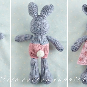 Toy knitting pattern for a small rabbit with removable clothes 7 inches ...