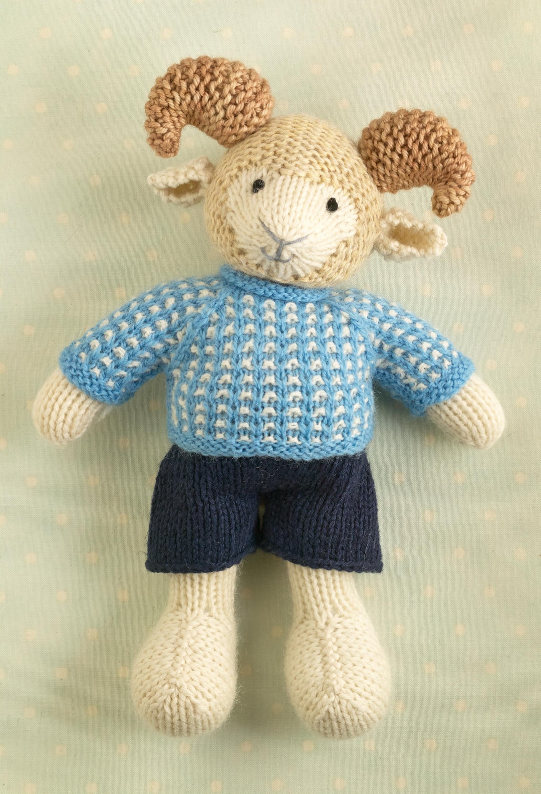 Knitting Pattern: Ram With a Nubby Sweater and Shorts (9 Inches Tall ...