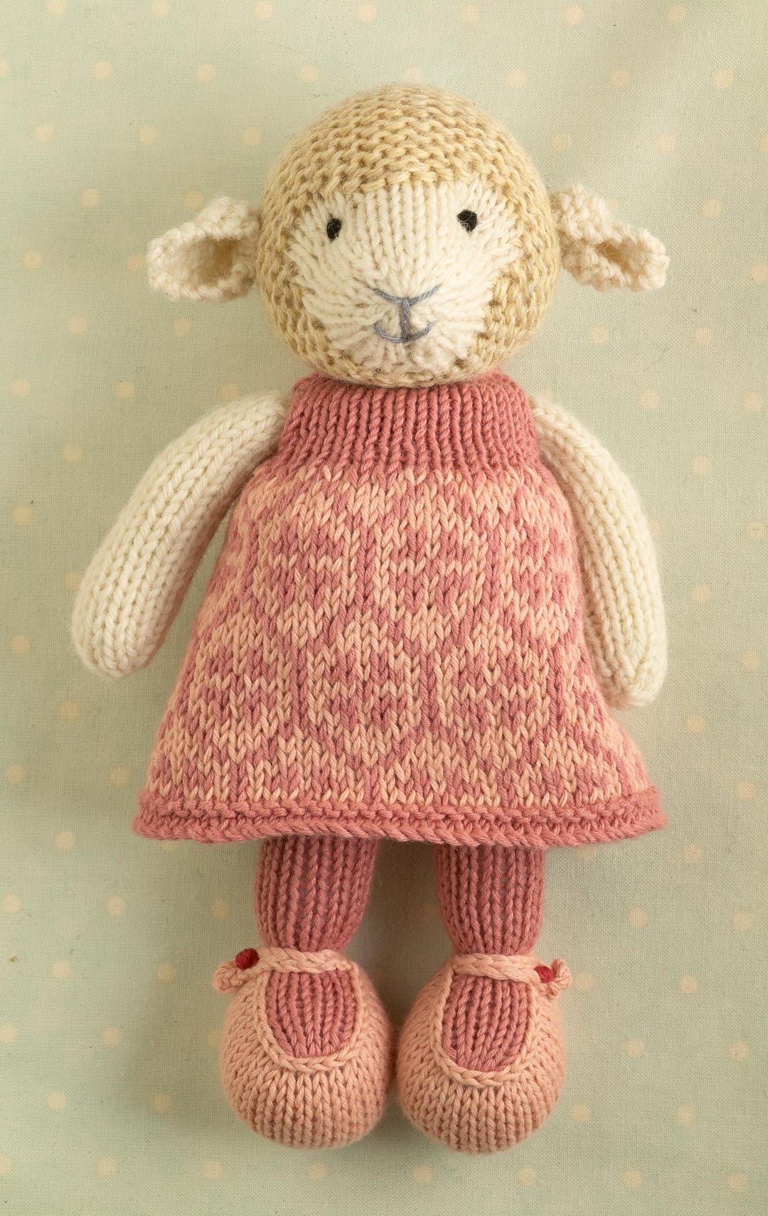 Knitting Pattern: Lamb With a Honeycomb and Flowers Patterned Dress (9 ...