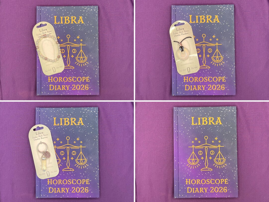 Libra Diary 2026 and Gemstone Gift | Astrology Diary and Opalite Set ...