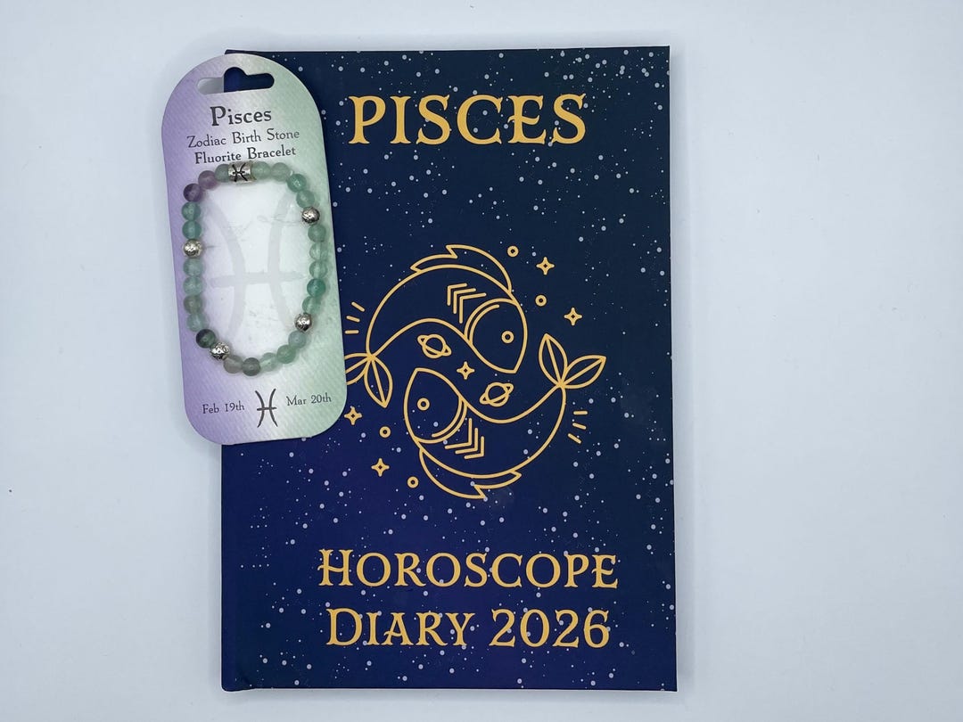 Pisces Astrology Diary 2026 & Fluorite Gemstone Gift Set - Etsy