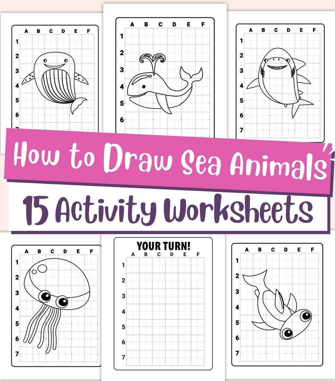 How to Draw Sea Animals for Kids - Step-by-step Dolphins, Whales ...
